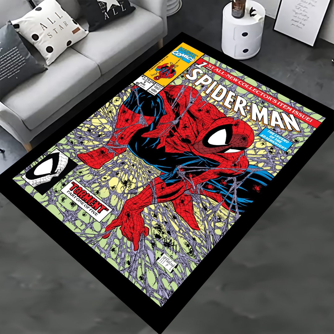 Spiderman Rug, Kids Super Hero Rug, Spiderman Area Rug, Cartoon ...