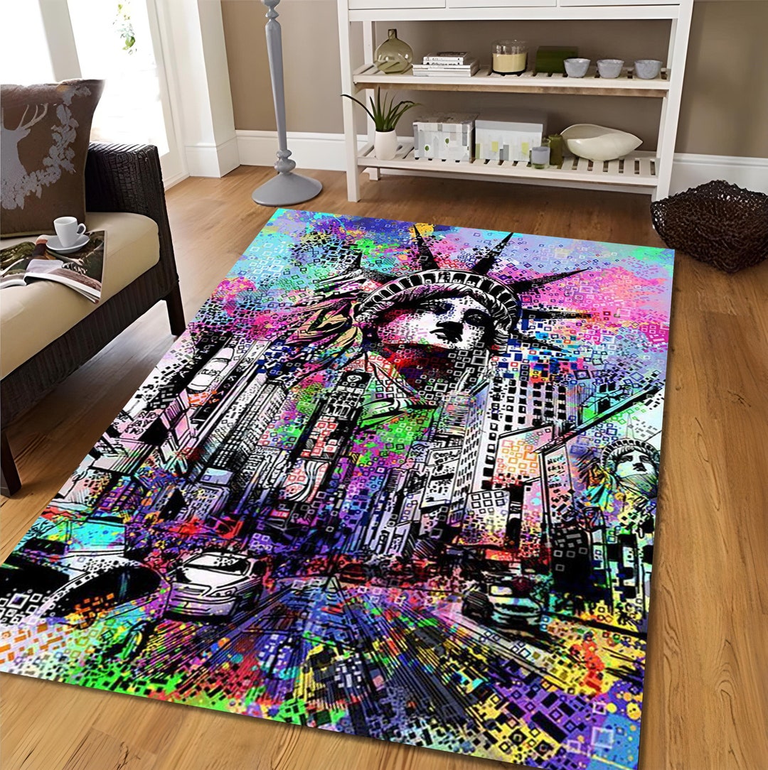 Graffiti Rug, New York Graffiti Rug, Statue of Liberty Rug, Statue of ...