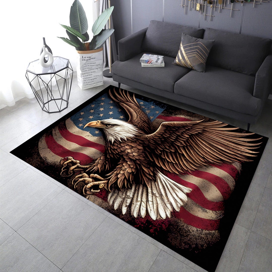 Eagle Against Backdrop American Flag Rug, Eagle Flag Rug, American Flag ...