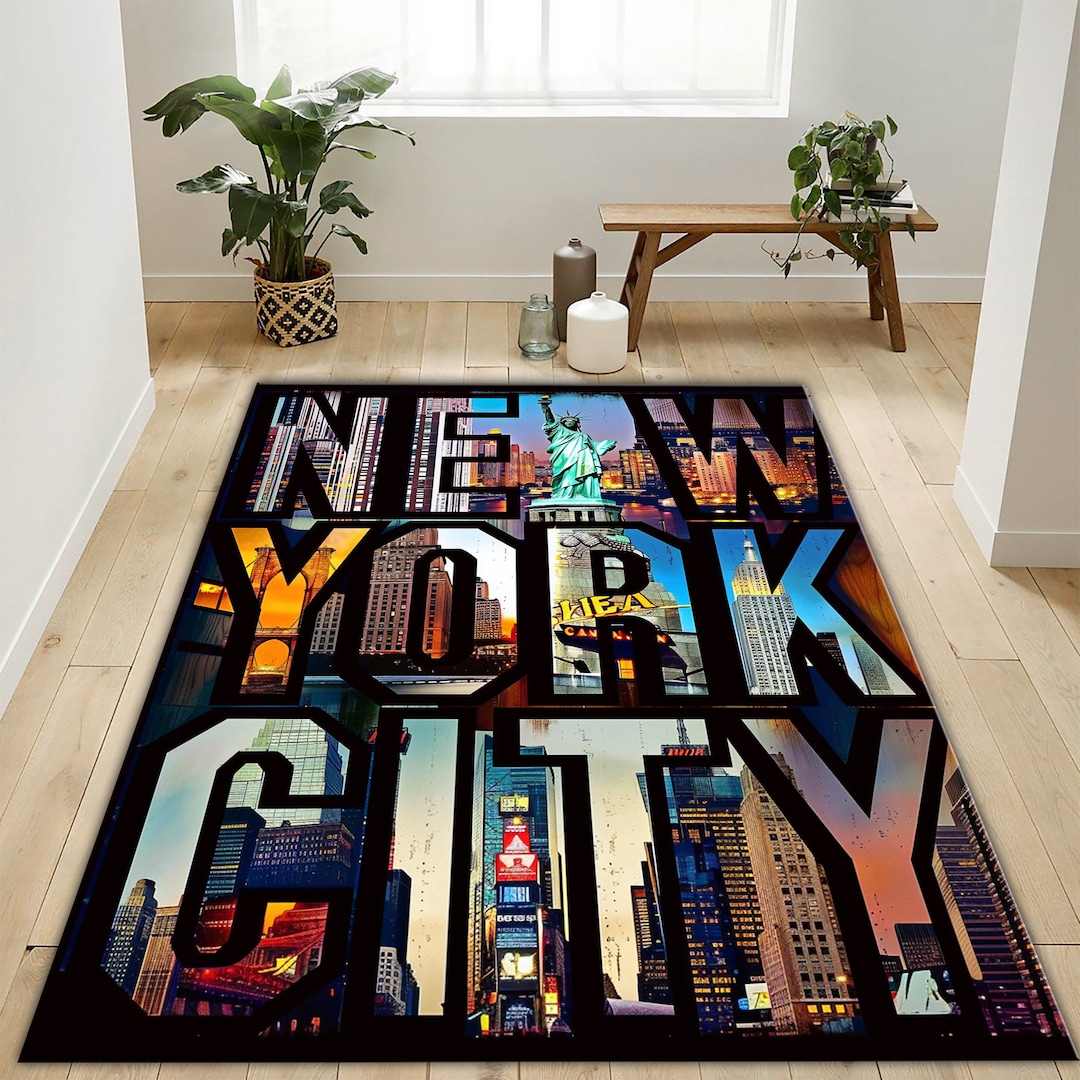 New York City Rug, New York Icons Rug, New York Collage Rug, New York ...