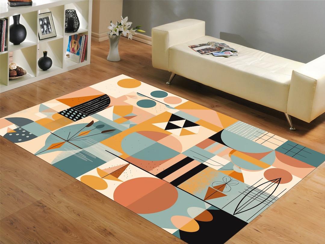 Mid Century Modern Rug, AI Generated Mid Century Rug, Mid Century ...