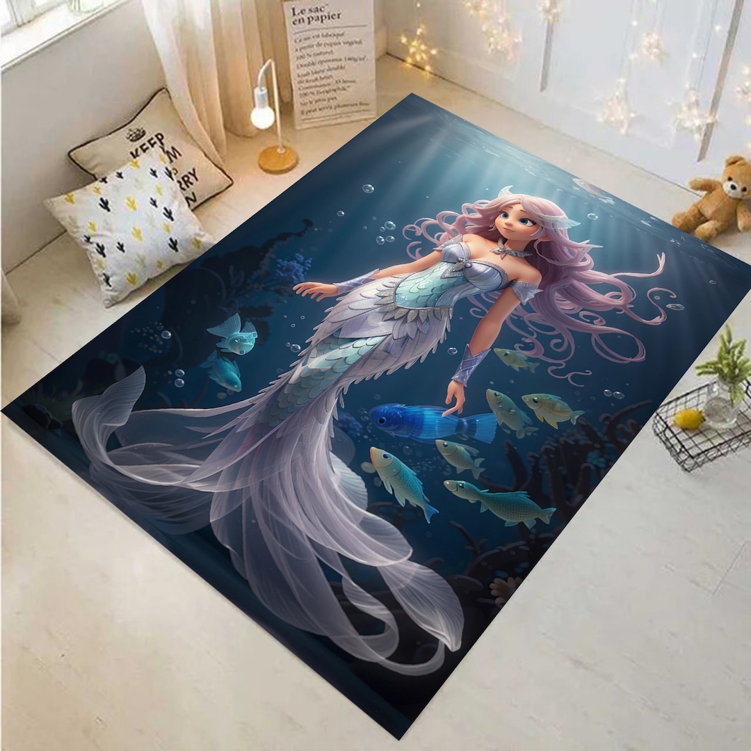 Princess Mermaid Rug, Nursery Mermaid Rug, Fantasy Mermaid Rug, Mermaid ...