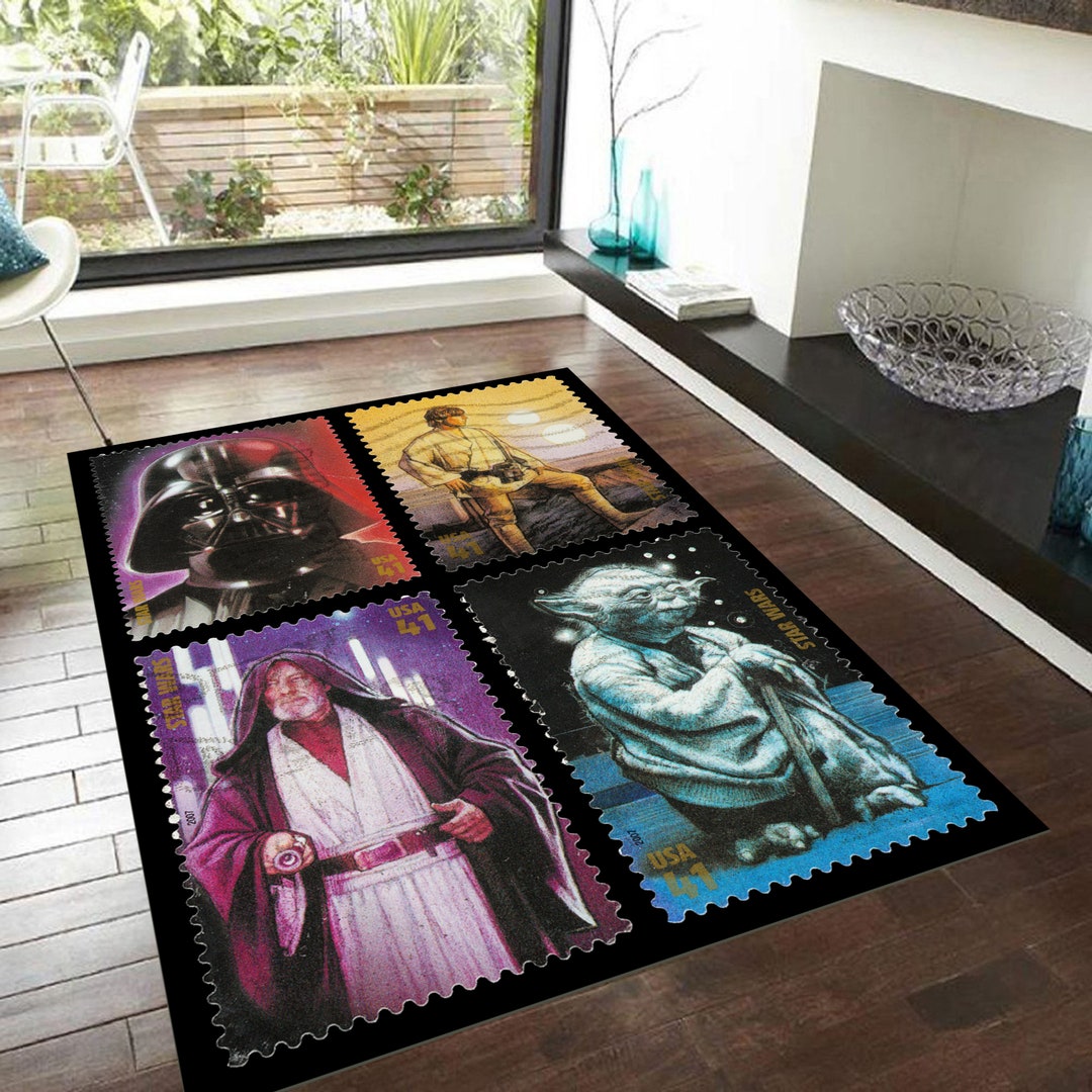Star Wars Character Postage Stamps Rug, Star Wars Rug, Star Wars Art ...
