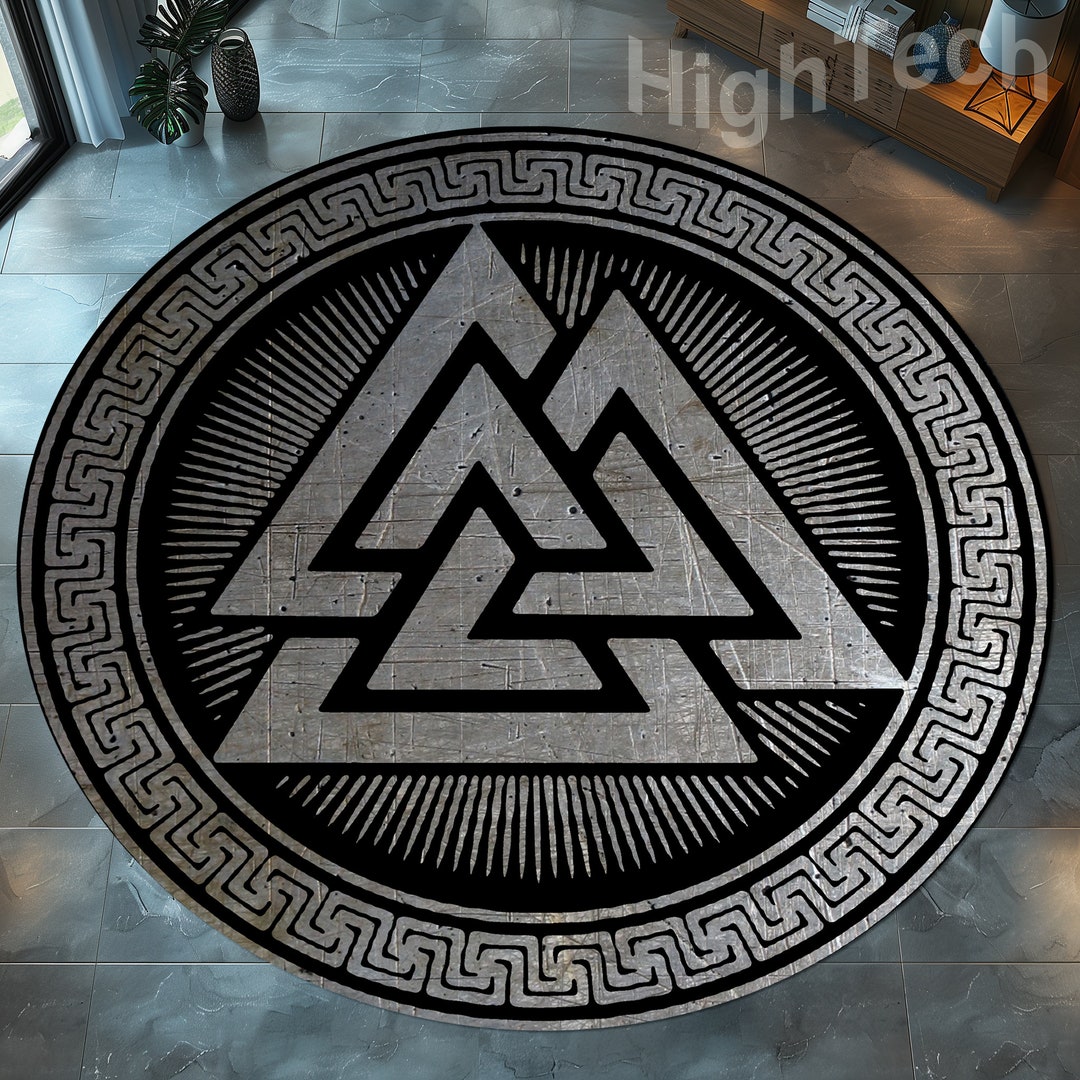 Valknut Viking Rug, Valknut Round Rug, Knot of the Slain Rug, Viking ...