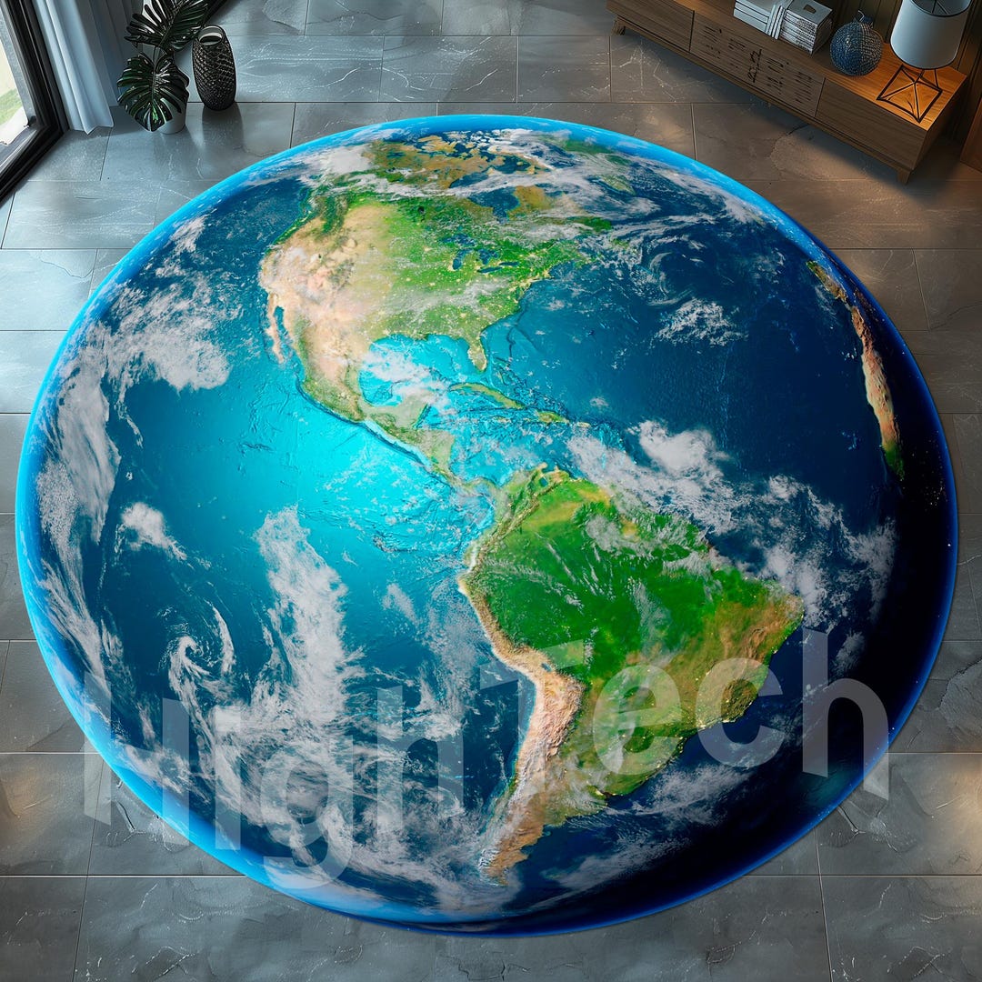 Planet Earth Rug, Western Continent Earth Rug, Earth Rug, Earth Area ...