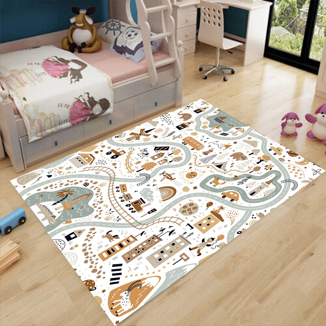 Soft Play Rug, Kids Room Rug, Baby Room Rug, Kids Soft Play Rug, Roads ...