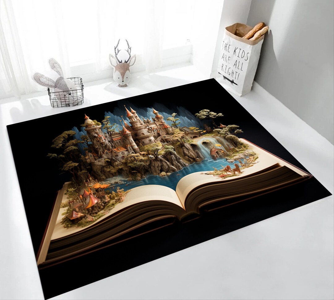 Tale Book Rug, Bed Time Story Rug, Magic Book Rug, Castle Book Rug ...