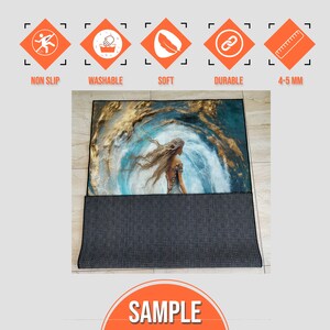 Gold Blue Mermaid Rug, Mermaid Rug, Vortex Mermaid Rug, Fantasy Mermaid ...