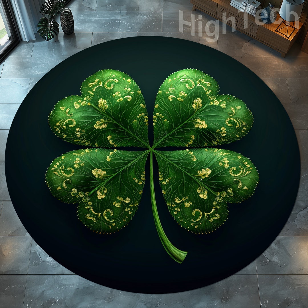 Clover Rug, Four Leaf Clover Rug, Clover Round Rug, Lucky Clover Rug ...