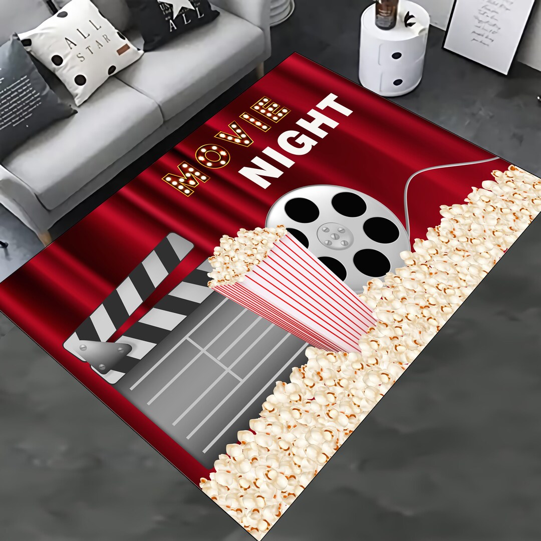 Movie Night Rug, Home Cinema Rug, Popcorn Rug, Cinema Rug, Movie Rug ...
