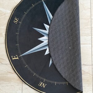 Compass Rug, Modern Compass Rug, Compass Round Rug, Gold Black and Gray ...