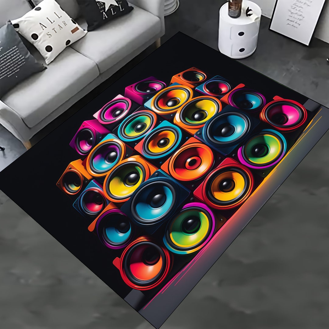 Colorful Speakers Rug, Loudspeakers Rug, Studio Speaker Rug, Sound ...