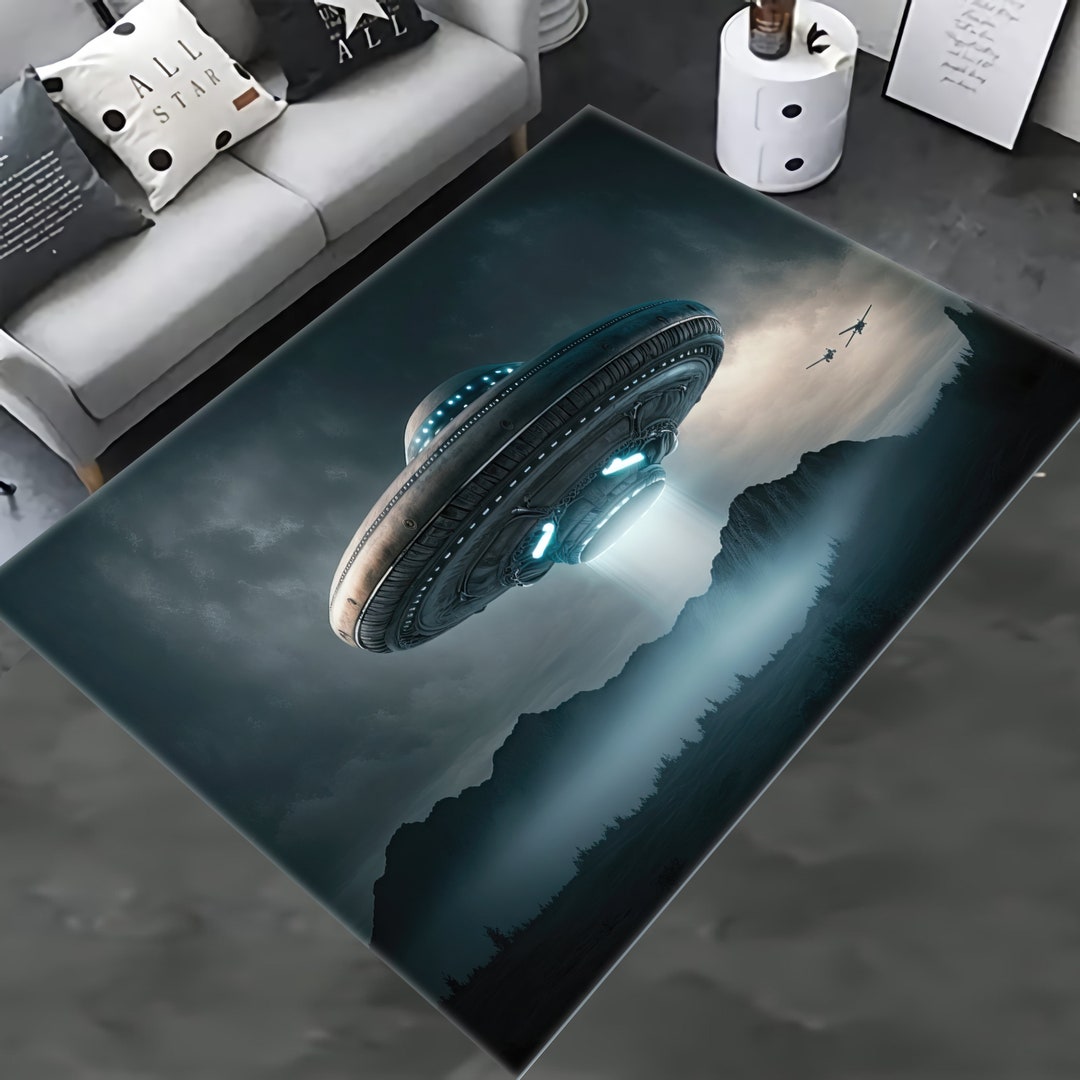 UFO Unidentified Flying Object Ai Generated Rug, Ufo Rug, Space Rug ...
