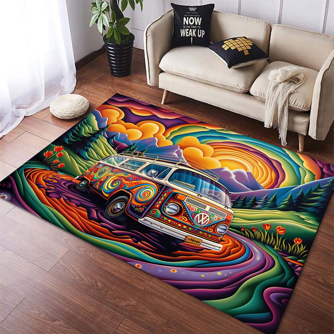 Camper Van Rug, Groovy Designs Camper Van Rug, Van Life Rug, Camper Rug ...