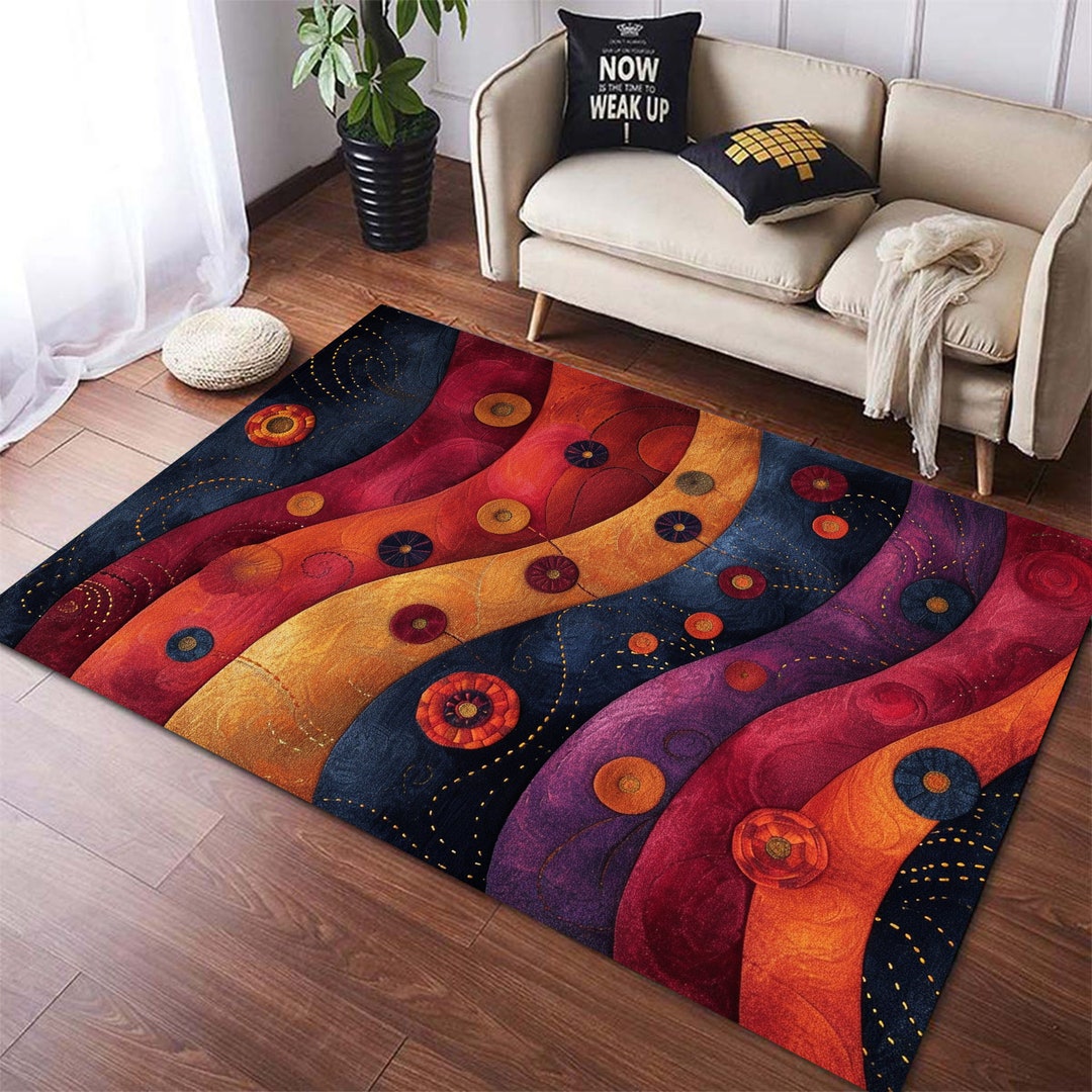 Native Australian Motifs Design Rug, Dotted Rug, Colors Wave Rug ...