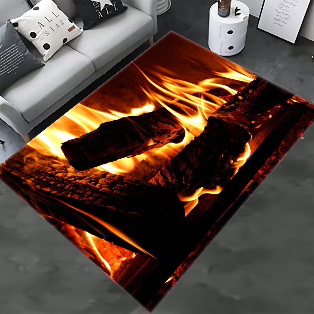 Camp Fire Rug Firewood Rug Fireplace Rug Chimney Fire Rug - Etsy