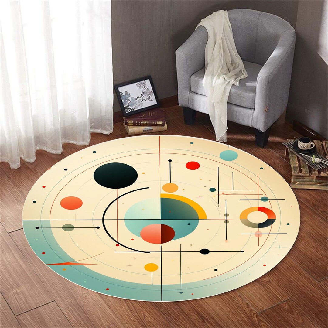 Mid Century Round Rug, Mid Century Modern Rug, Mid Century Modern ...