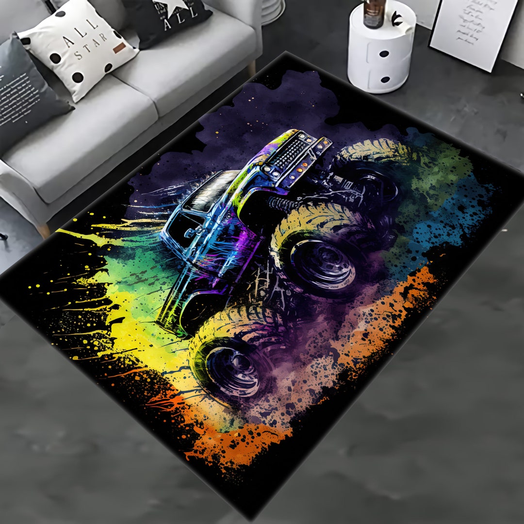 Monster Truck Area Rug Monster Truck Rug Racing Car Rug - Etsy