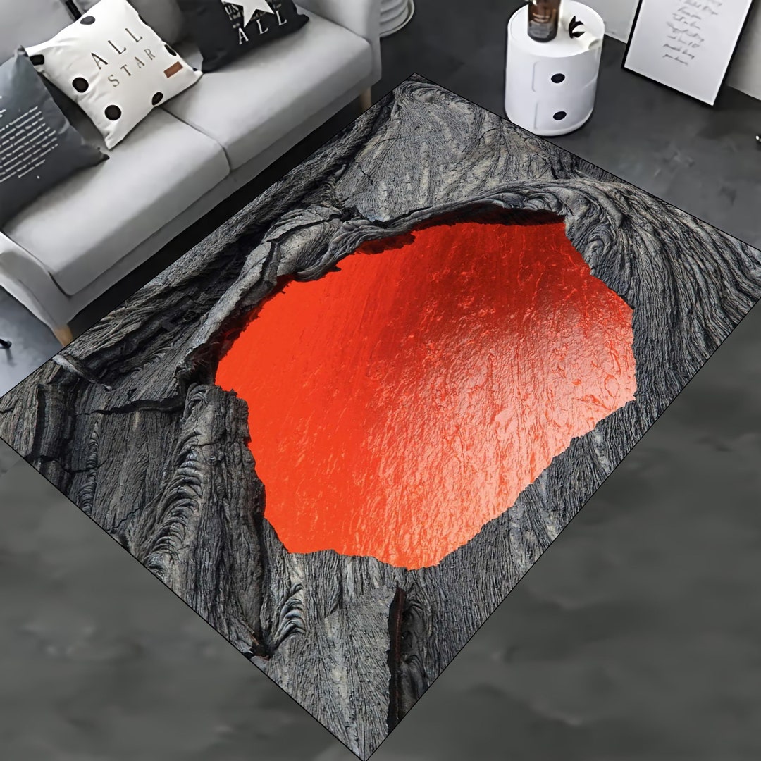 The Kilauea Volcano Rug, Volcano Hawaii Rug, Active Lava Tube Rug, Lava ...