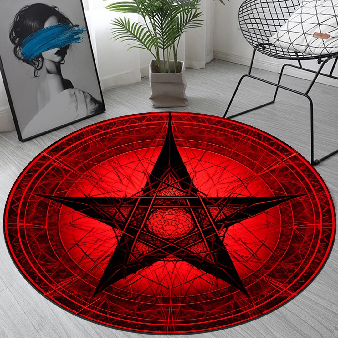 Red Pentagram Rug, Supernatural Devil's Trap Rug, Supernatural Rug ...