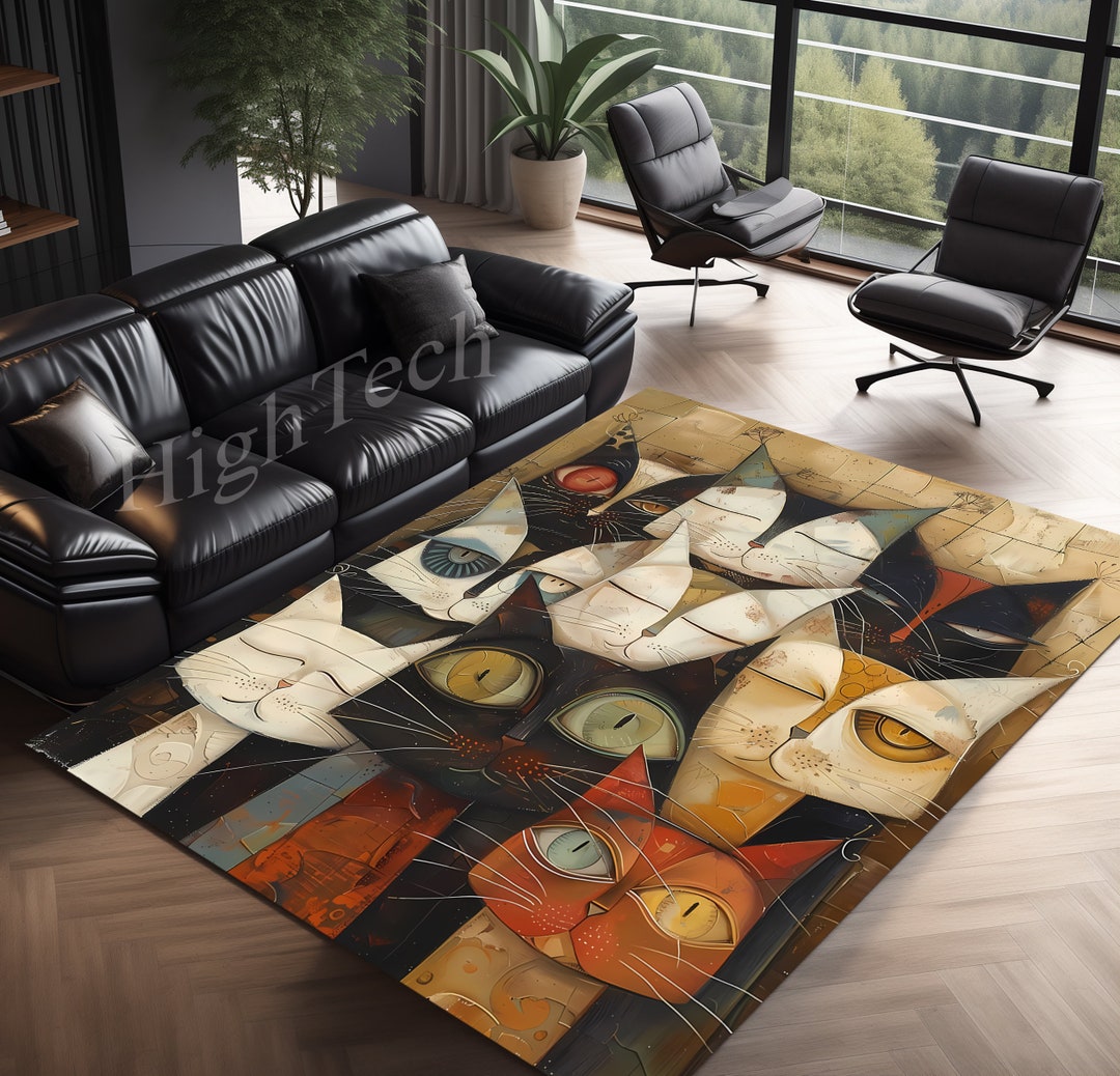 Cat Rug, Cats Rug, Cat Art Rug, Cats Design Carpet, Cat Area Rug, Kids ...
