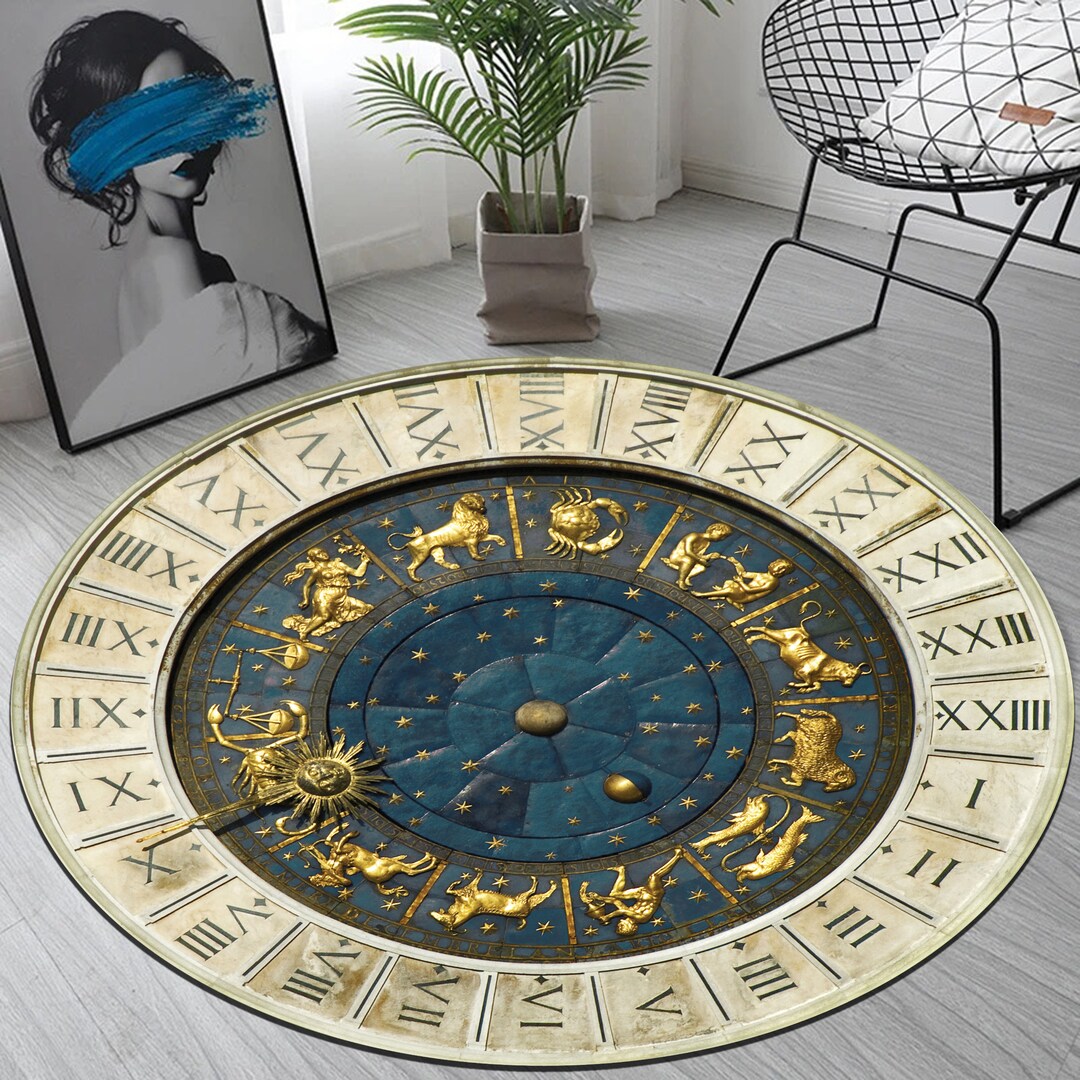 Venice Astrology Clock Rug, Astrology Rug, Zodiac Rug, Zodiac Area Rug ...