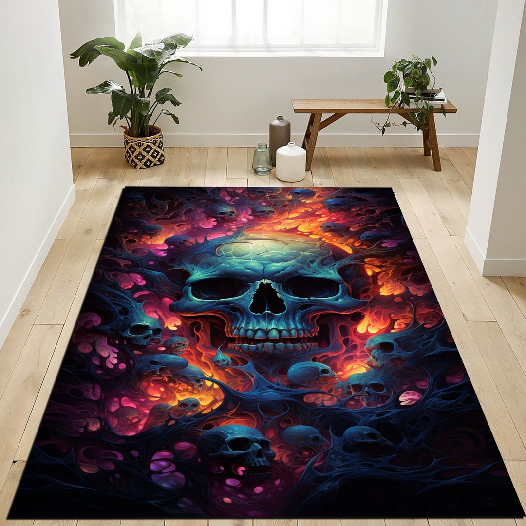 Skull Rug Colorful Skull Rug Skeleton Rug Skull Decoration - Etsy