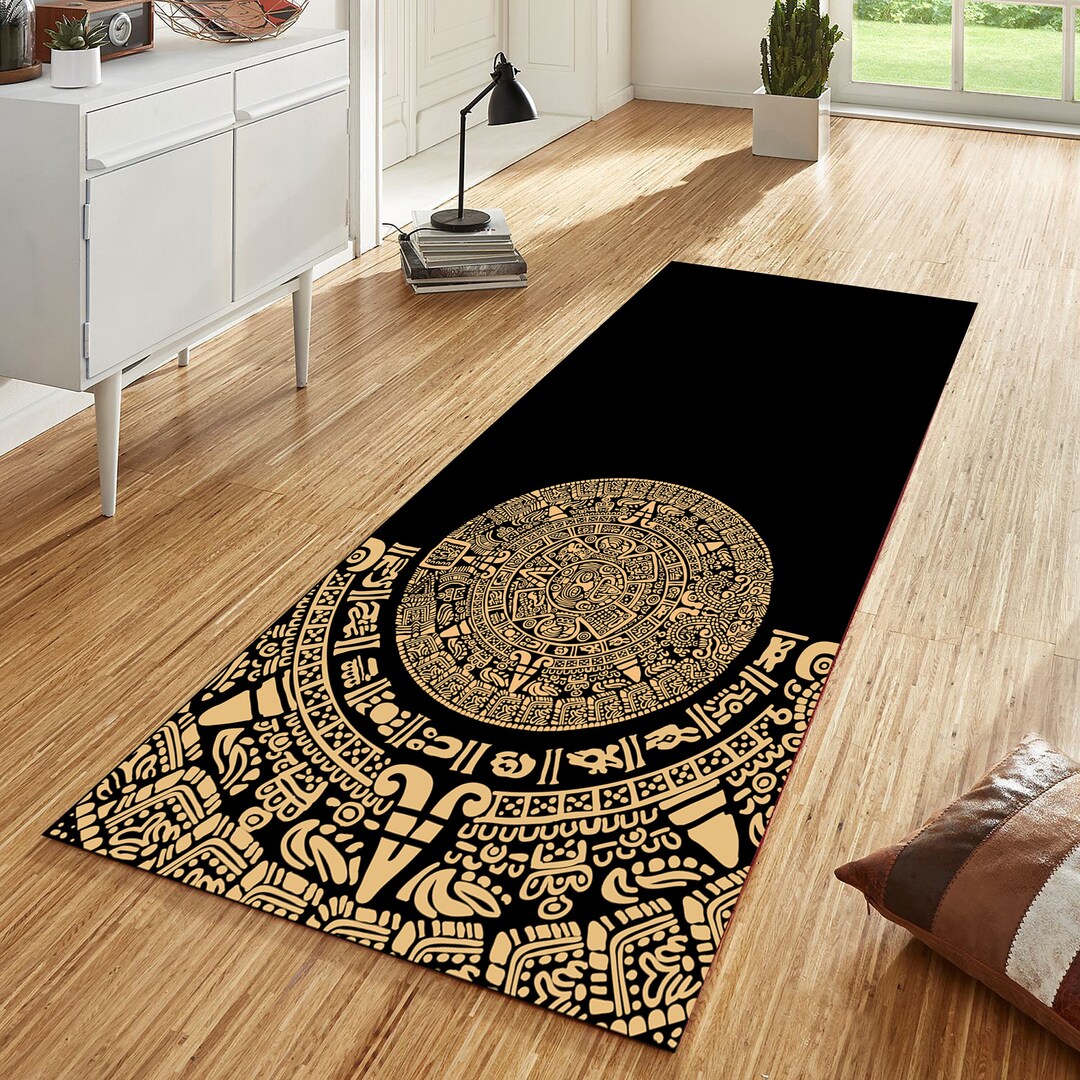 Mayan Calendar Runner, Ancient Mayan Symbols Runner , Maya Tribal ...