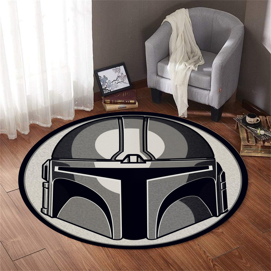 Round Star Wars Rug, Mandalorian Helmet Rug, Mandalorian Rug, Star Wars ...