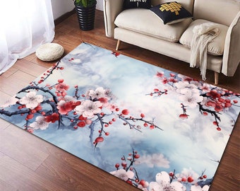 Cherry Blossom Rug, Pink Cherry Blossom, Nature Rug, Beautiful Flowers ...
