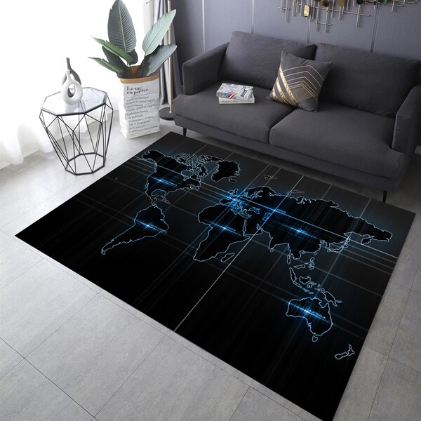 Continents Map Rug - Etsy
