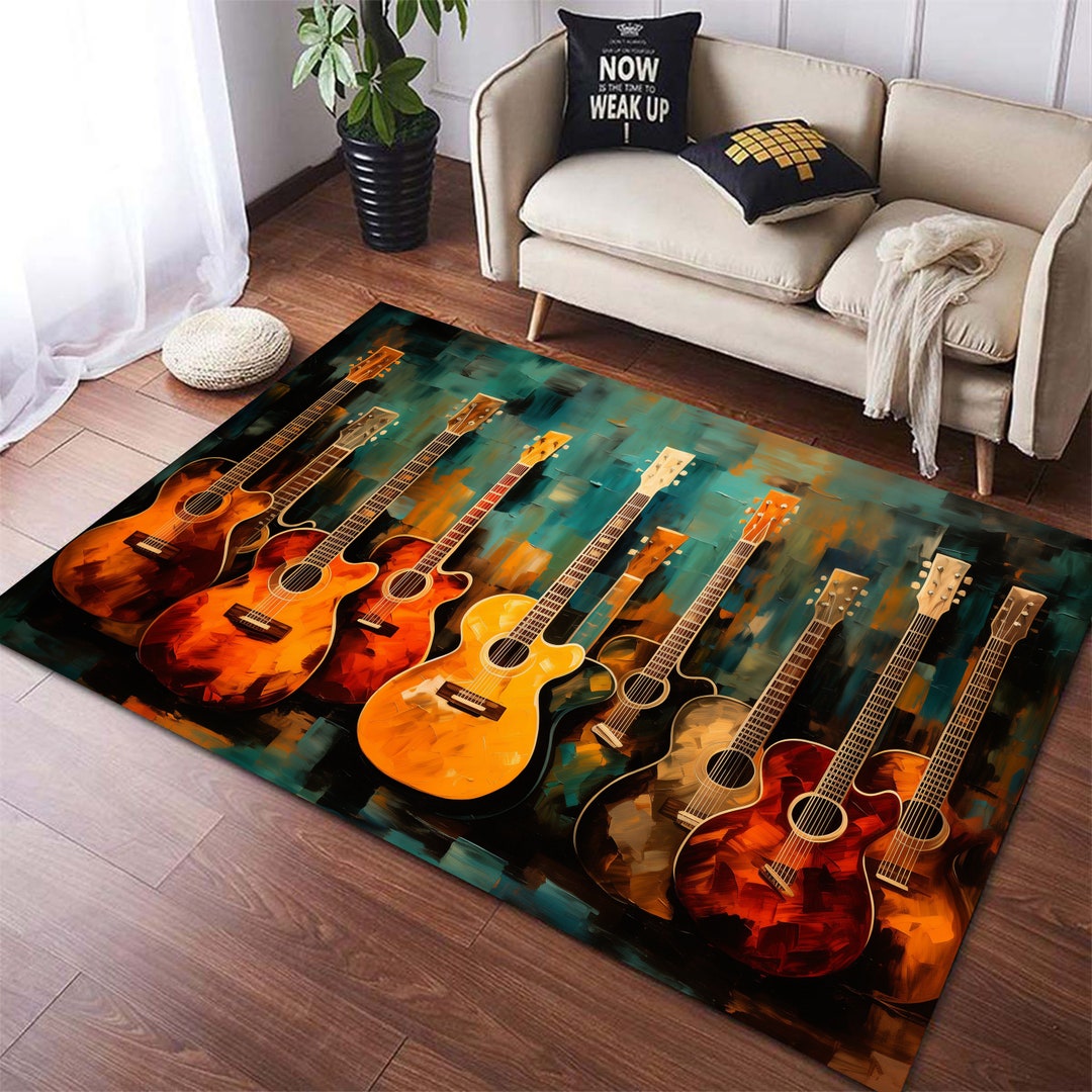 Classic Guitars Rug, Studio Guitar Rug, Music Rug, Guitar Rug, Rock ...