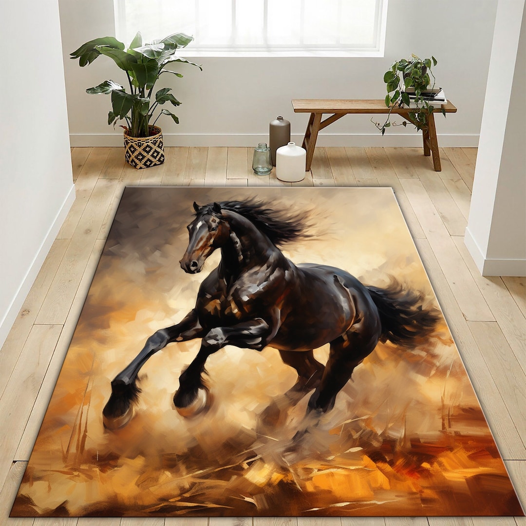 Art Brown Horse Rug, Painting Horse Rug, Western Rug, Cowboy Rug ...