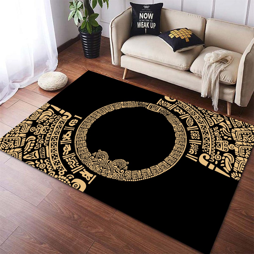 Abstract Ancient Mayan Symbols Rug, Ancient American Indians Tribal Rug ...