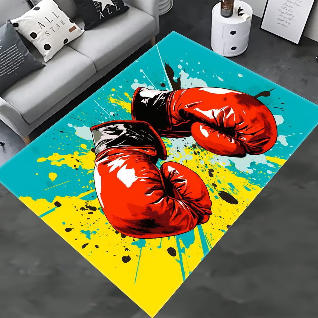 Pop Art Red Boxing Glove Rug, Graffiti Style Boxing Gloves Rug, Boxing ...