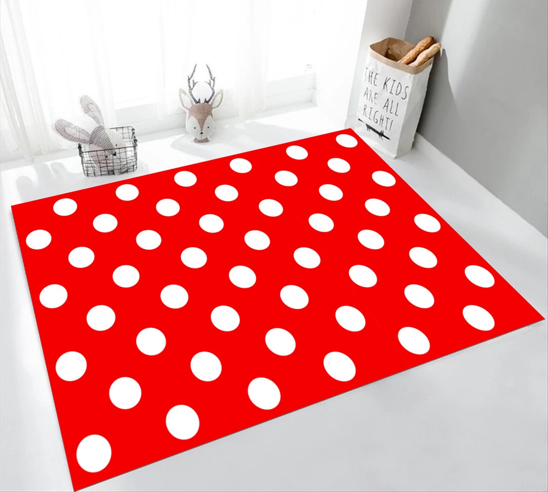 Polka Dots Rug, Polka Dots Area Rug, Red Polka Dots Rug, Girls Room Rug ...