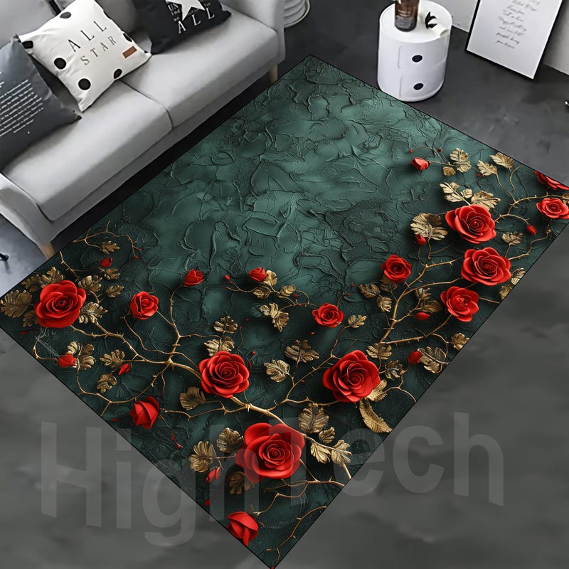 Rug With Roses - Etsy