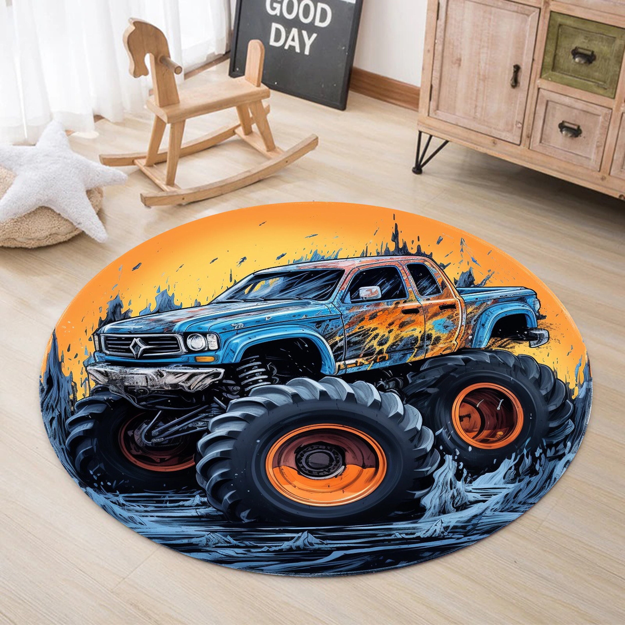 Monster Truck Rug Monster Truck Area Rug Boys Room Rug Kids - Etsy