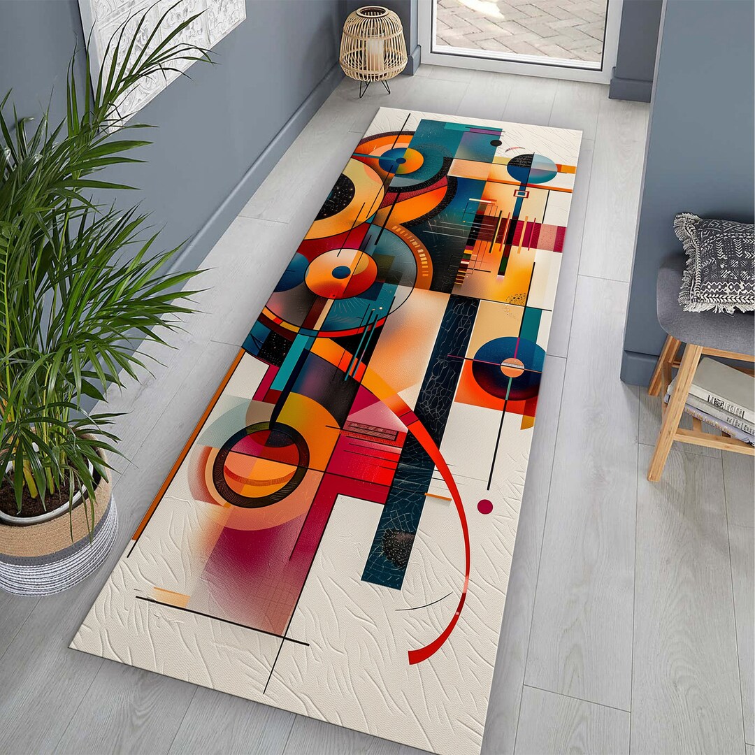 Kandinsky Style Geometric Runner Rug, Kandinsky Style Art Rug ...