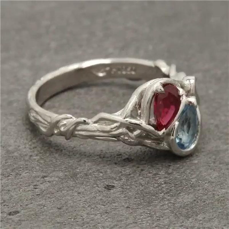 Aquamarine Ruby Ring - Etsy
