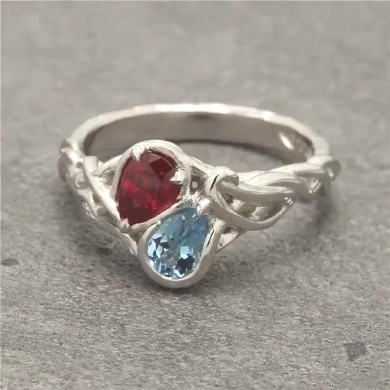 Aquamarine Ruby Ring - Etsy