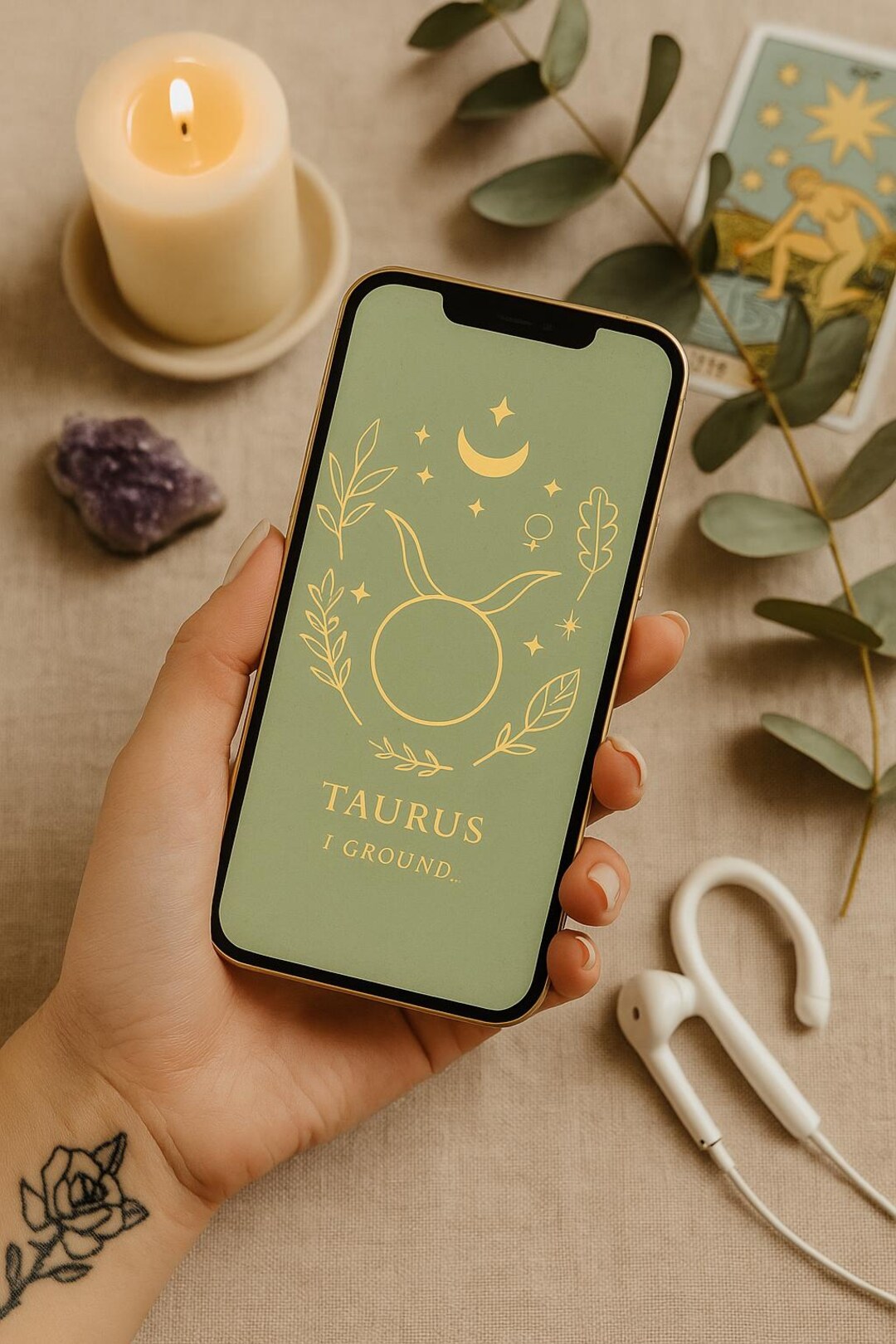 Taurus Zodiac Wallpaper – Boho Astrology Phone Background – Earth Sign ...