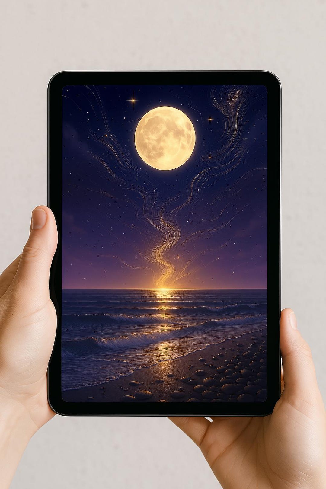 Digital Full Moon Lock Screen & Tablet Background | Celestial Moonlight ...