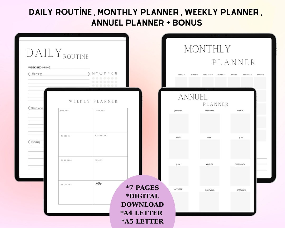 Daily Routine Planner Printable Routine Checklist Weekly Etsy