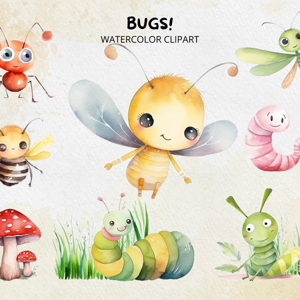 Watercolor Insects - Etsy