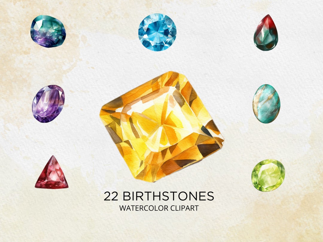 Birthstone Watercolor Clipart, Birthday Gemstones, Transparent PNG ...