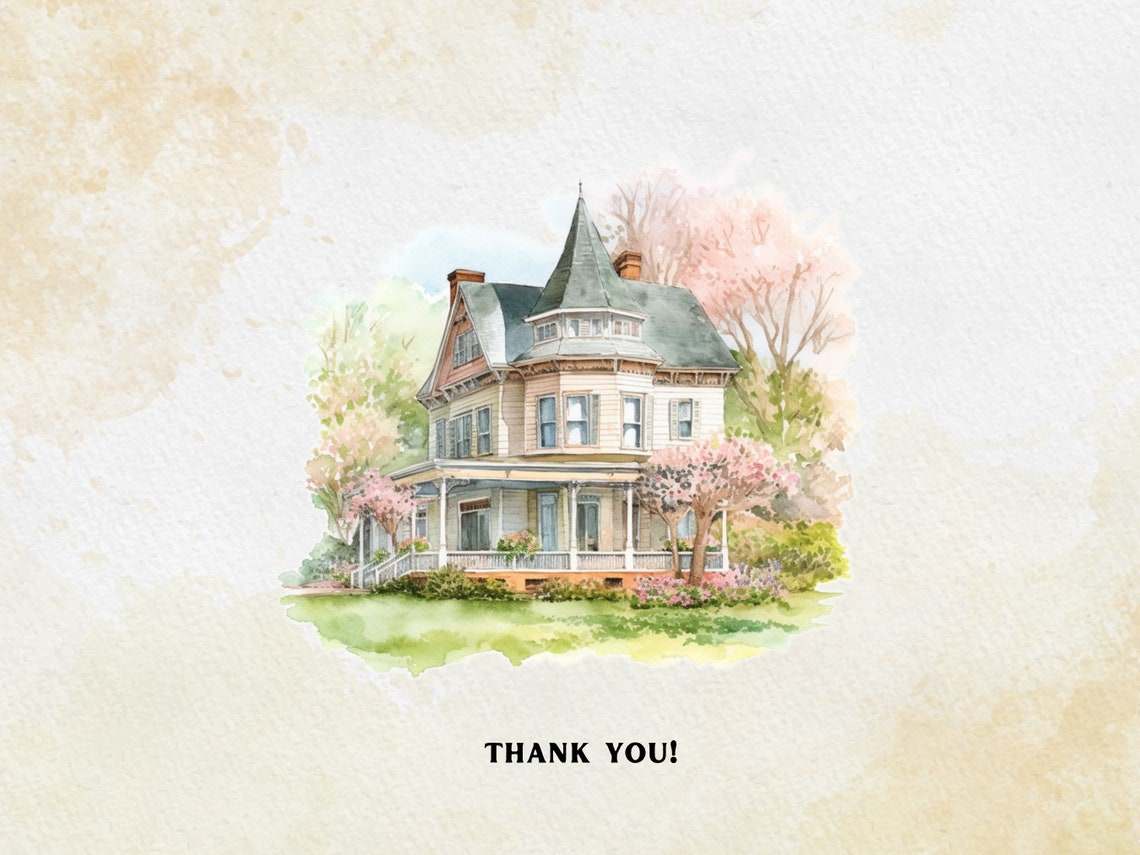 Victorian Houses Watercolor Clipart, Victorian Clipart, House Bundle ...