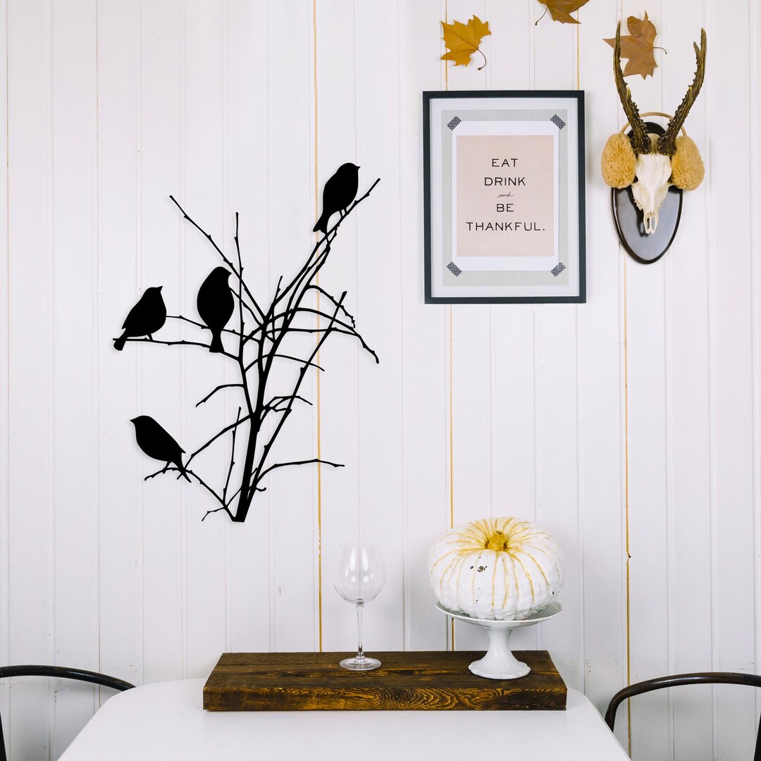 Birds Metal Wall Art, Bird Wall Decor, Wrens on the Branch Wall Hanging ...