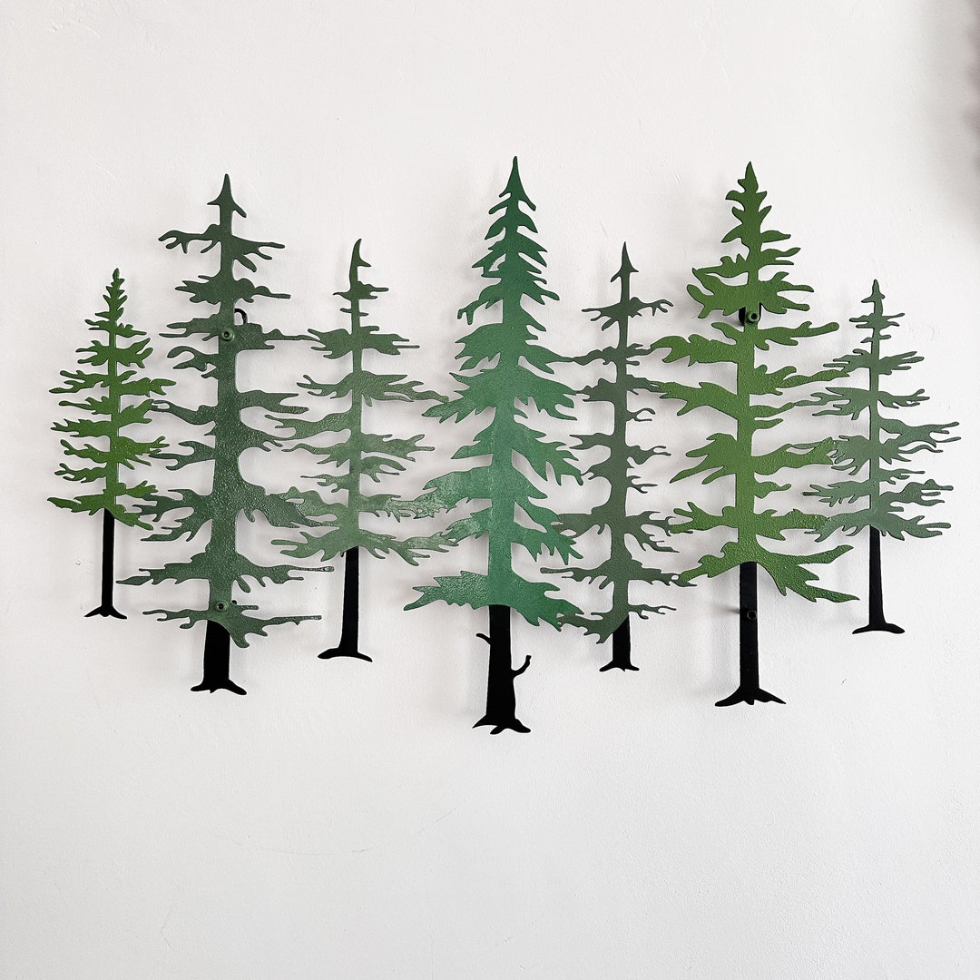 Colorful Pine Tree Metal Wall Decor, Trees Wall Art, Nature Wall Hanger ...