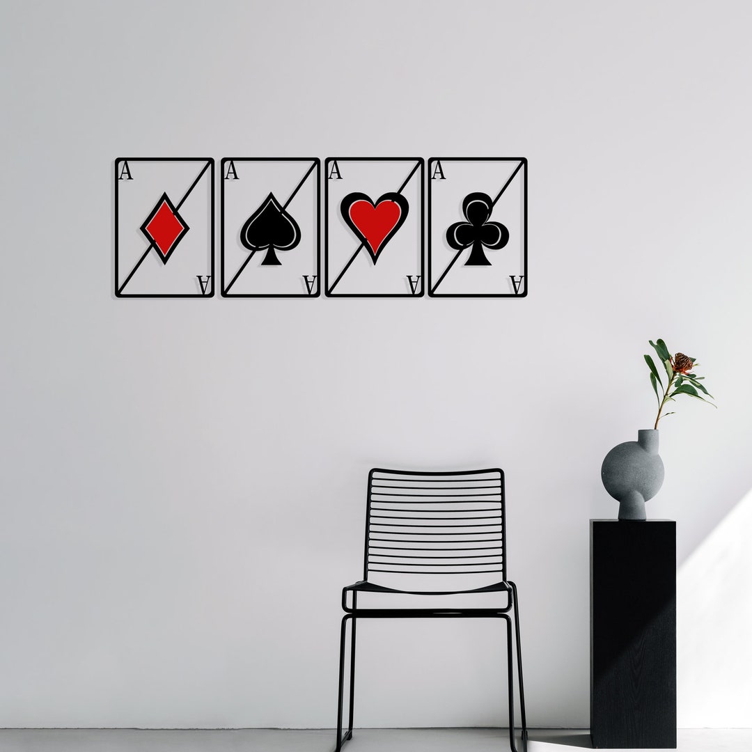 Playing Cards Metal Wall Art: Colorful Modern Decor, Game Room Art - Etsy